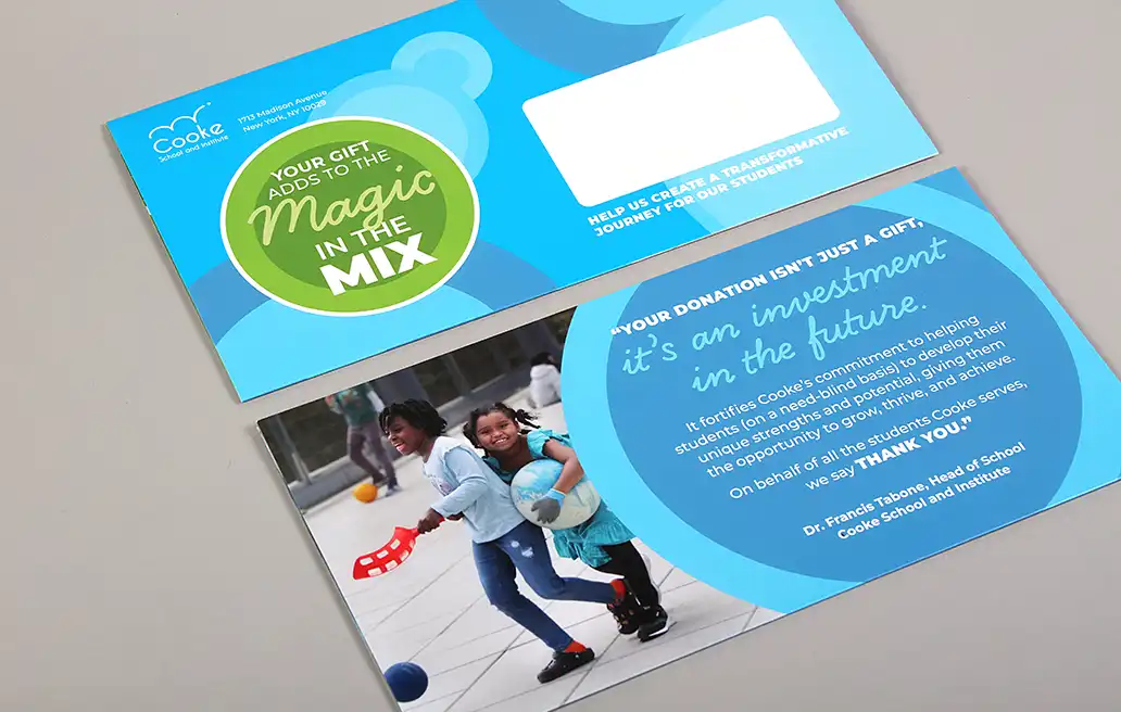 Cooke School and Institute Oversized Appeal Self-Mailer - Trillion Creative